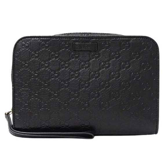 Gucci | Bags | Gucci Bag Mens Brand Clutch Second Sima Leather Black ...